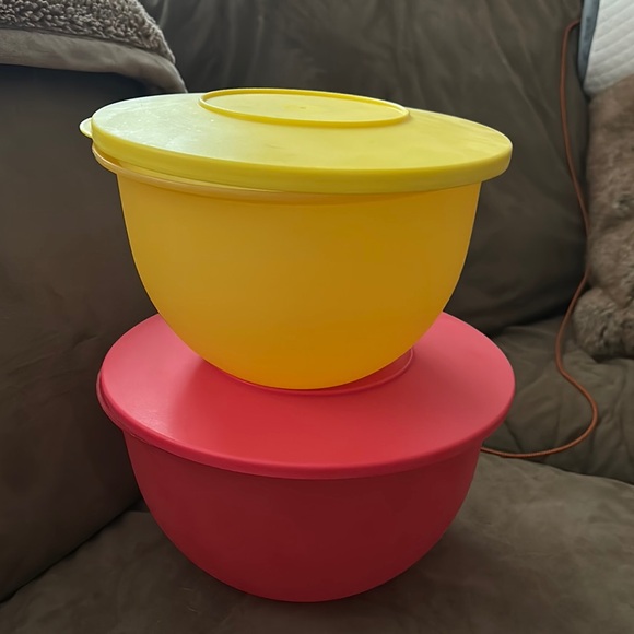 Tupperware | Dining | Yellow And Red Tupperware Bowls | Poshmark